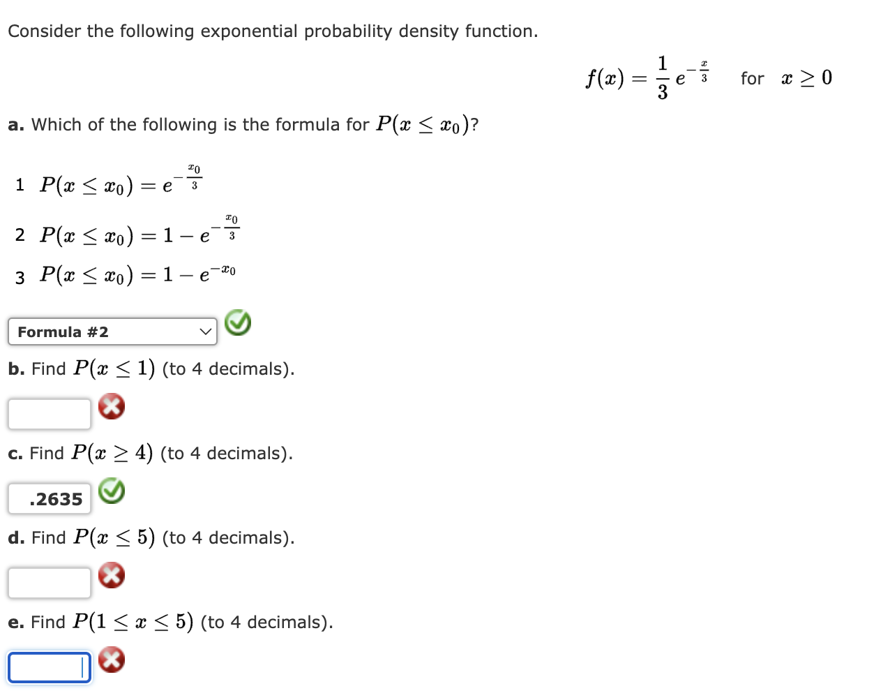 Solved Consider the following exponential probability | Chegg.com