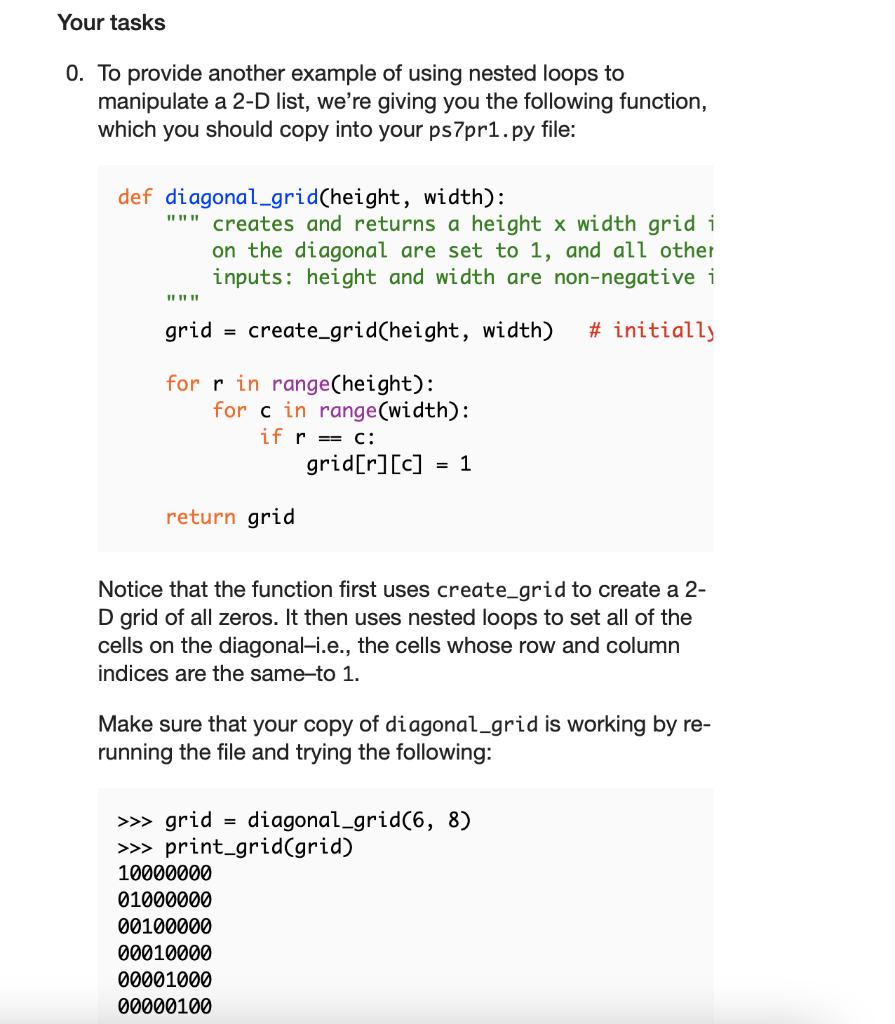 Solved Problem 1: 2-D lists 20 points; pair-optional See the | Chegg.com