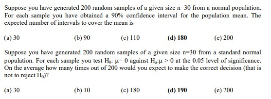 Solved Suppose you have generated 200 random samples of a | Chegg.com