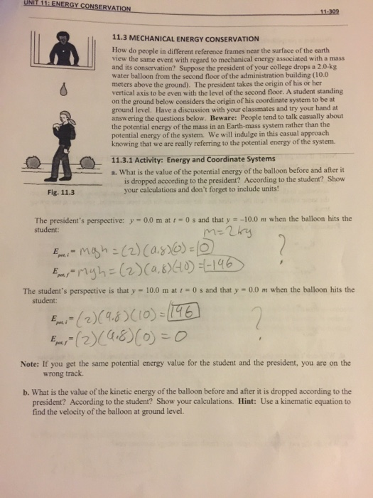 Solved UNIT 11 ENERGY CONSERVATION 11.3 MECHANICAL ENERGY | Chegg.com