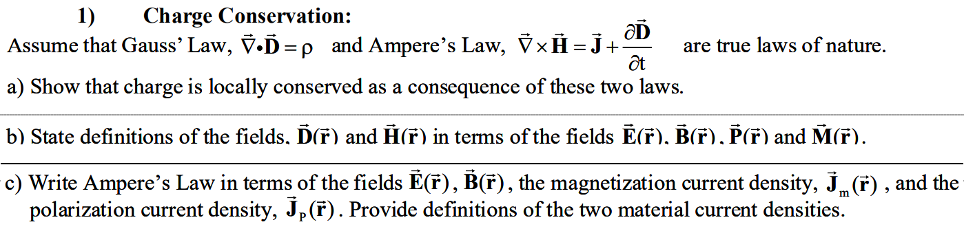 Solved 1 Charge Conservation Assume That Gauss Law ď P Chegg