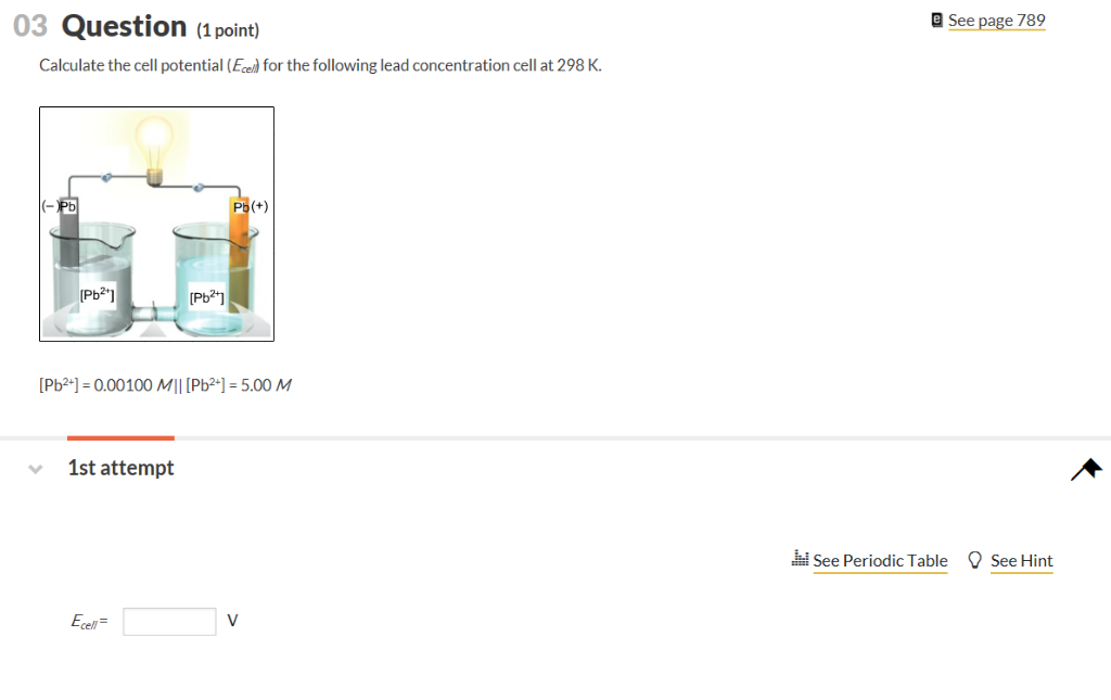 Solved Calculate The Cell Potential Ecell For The