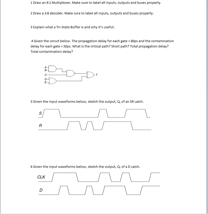 Solved 7 Given the input waveforms below, sketch the output, | Chegg.com