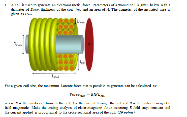 Solved 1. A coil is used to generate an electromagnetic | Chegg.com