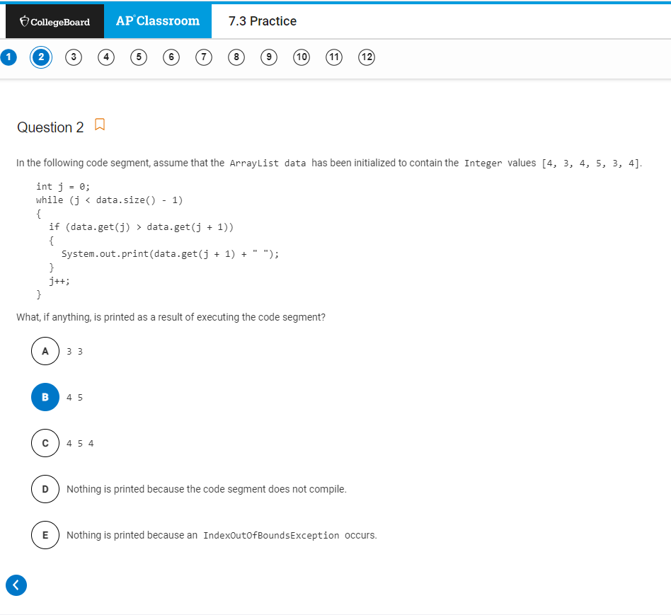 Solved College Board AP Classroom 7.3 Practice 2 10 11 (12) | Chegg.com