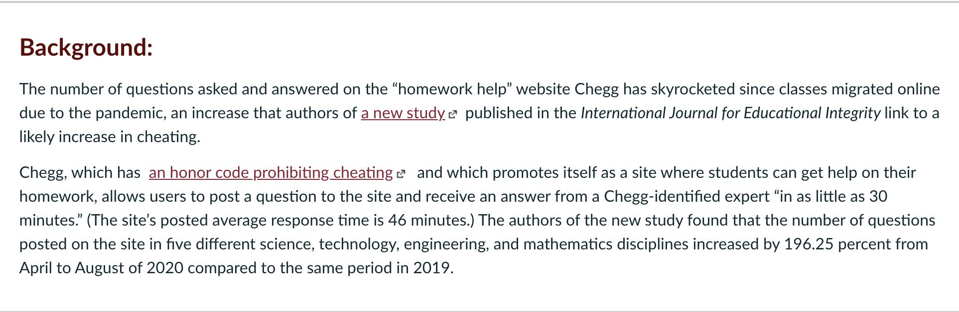 Solved Background: The number of questions asked and | Chegg.com