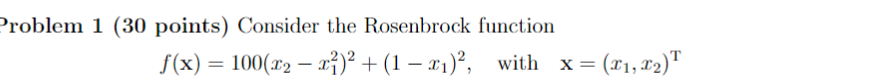 Solved Problem 1 (30 points) Consider the Rosenbrock | Chegg.com