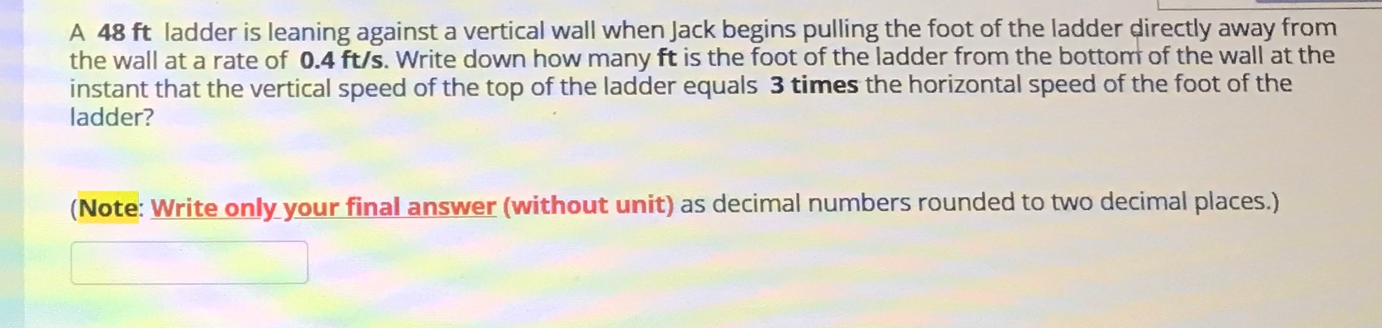 Solved A 48 ft ladder is leaning against a vertical wall | Chegg.com