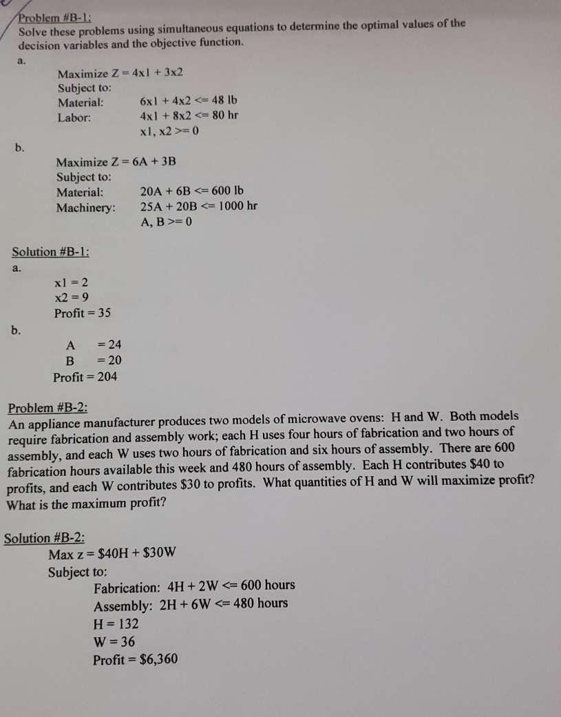 Solved Problem \#B-1: Solve these problems using | Chegg.com