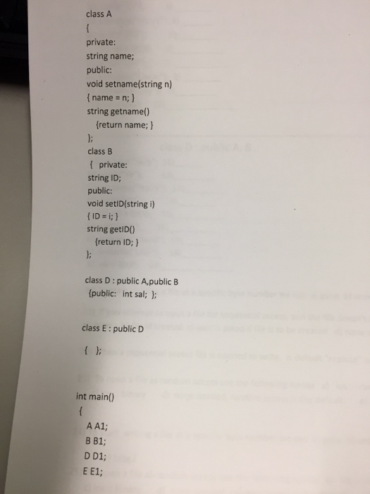 Solved Class A Private String Name Public Void