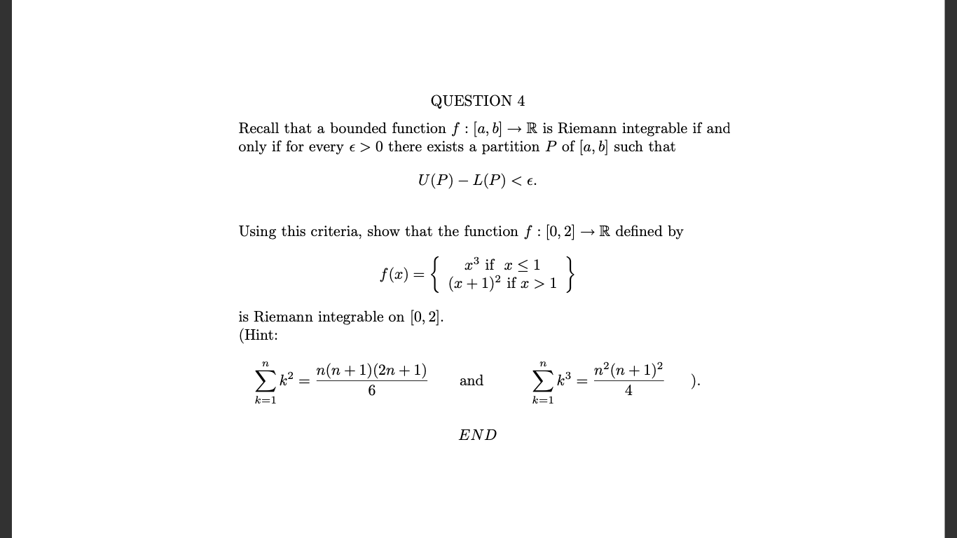 Solved Recall that a bounded function f:[a,b]→R is Riemann | Chegg.com