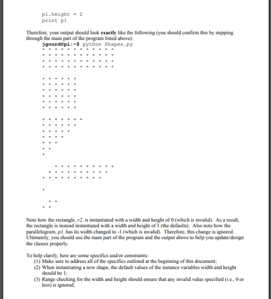 Program: Shapes Using the template provided on the | Chegg.com