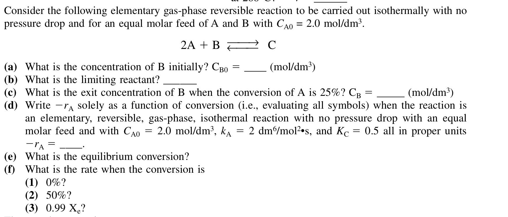 Solved Consider the following elementary gas-phase | Chegg.com