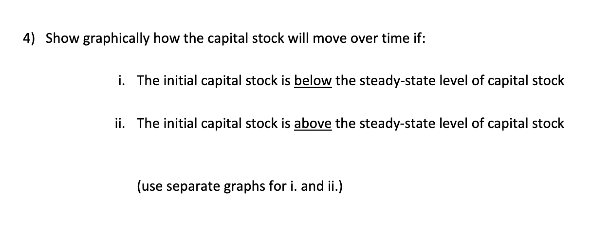 Solved 4) Show graphically how the capital stock will move | Chegg.com