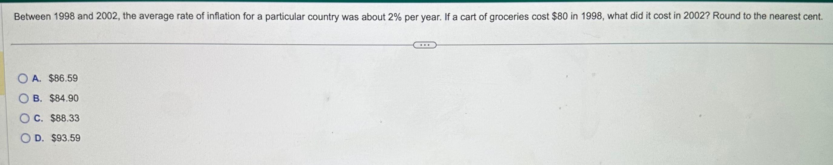 Solved Between 1998 and 2002 , the average rate of inflation | Chegg.com