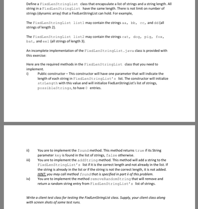 Solved Define a FixdLenStringList class that encapsulate a | Chegg.com