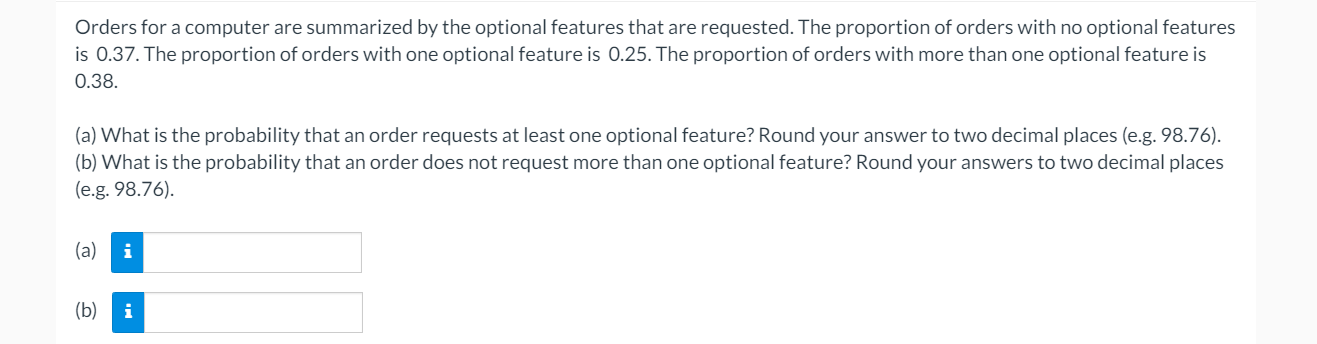 Solved Orders for a computer are summarized by the optional | Chegg.com