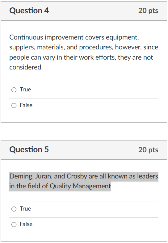 Solved Continuous improvement covers equipment, supplers, | Chegg.com