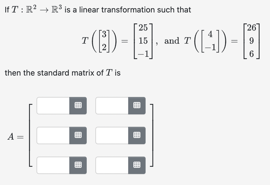 Solved If T:R2→R3 ﻿is a linear transformation such | Chegg.com