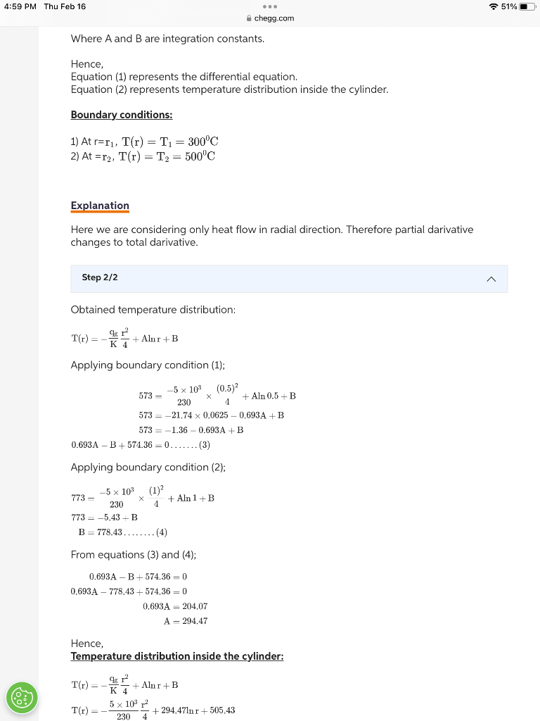 Solved Graph the temperature distribution in the cylinder | Chegg.com