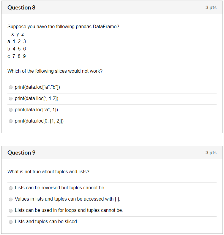 Solved Question 8 3 pts Suppose you have the following | Chegg.com