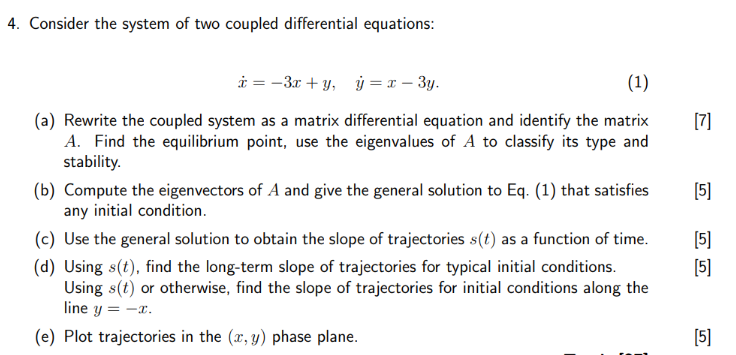 Consider the system of ﻿two coupled differential | Chegg.com