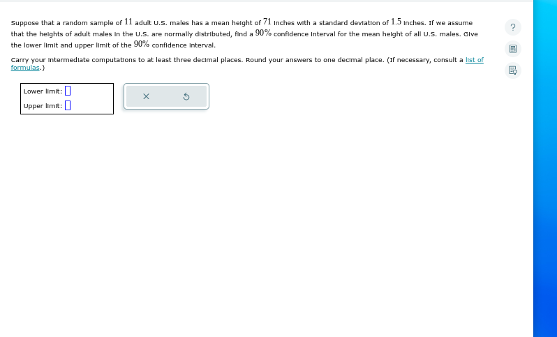Solved Suppose that a random sample of 11 adult U.S. males | Chegg.com