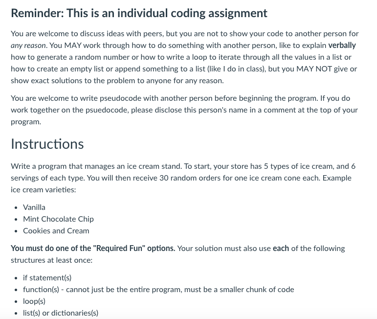 Solved Reminder: This is an individual coding assignment You | Chegg.com