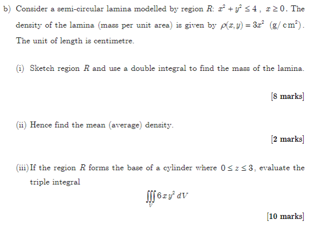 Solved Consider a semi-circular lamina modelled by region | Chegg.com
