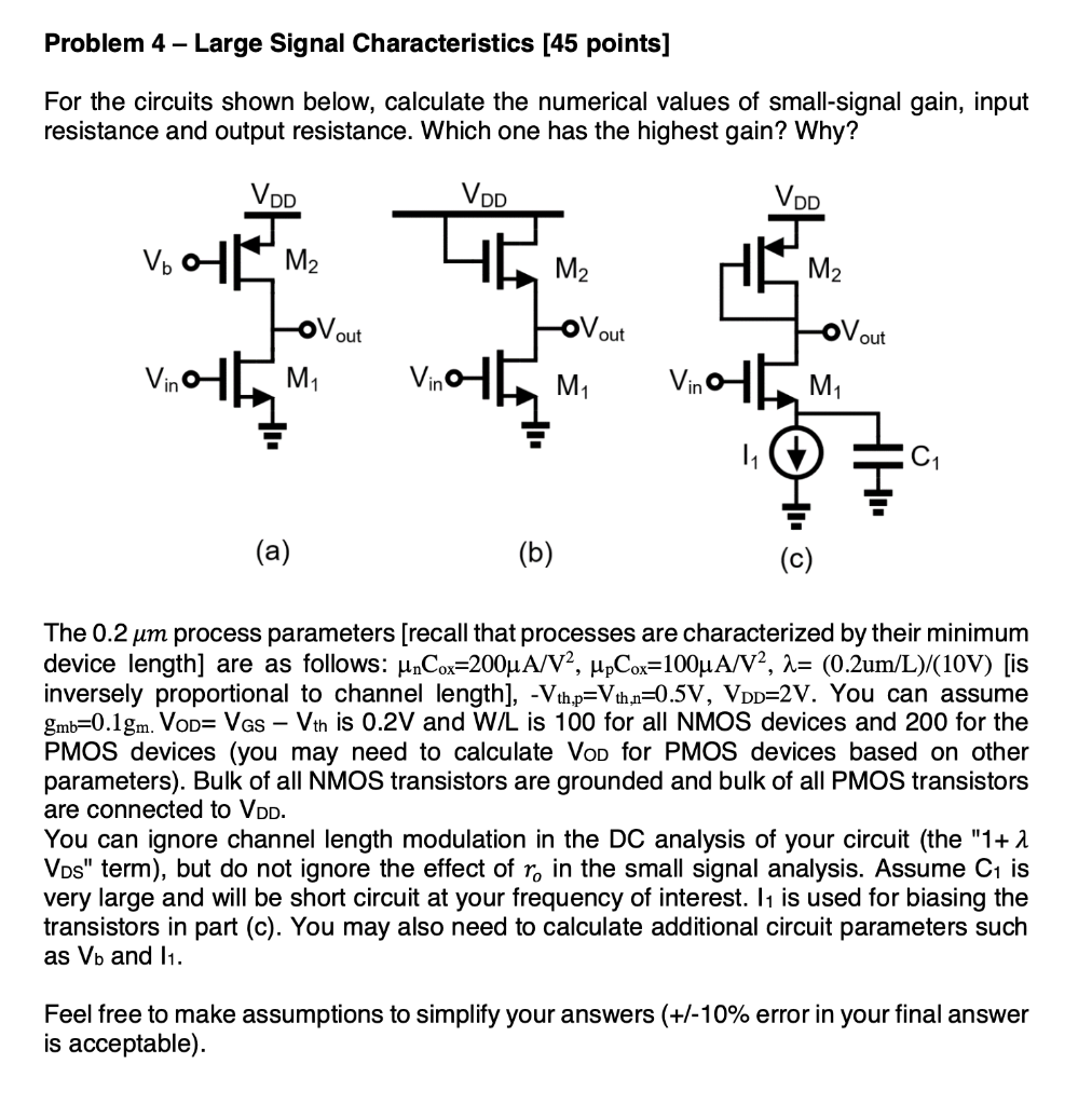 Problem 4 - Large Signal Characteristics [45 points] | Chegg.com