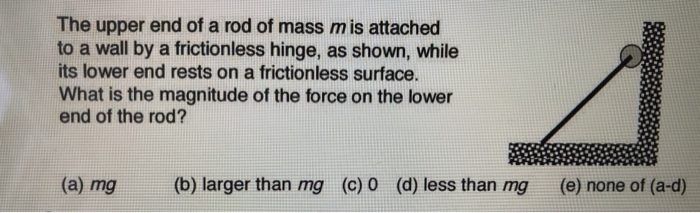 Solved The upper end of a rod of mass m is attached to a | Chegg.com