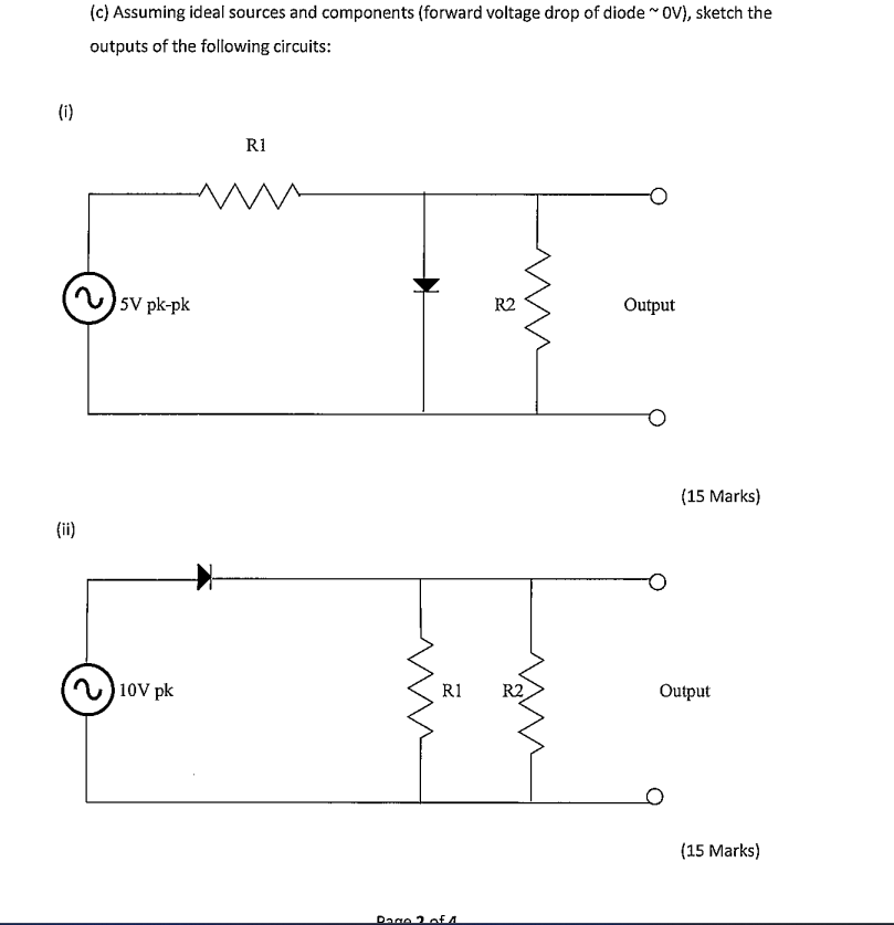 Solved (c) ﻿Assuming ideal sources and components (forward | Chegg.com