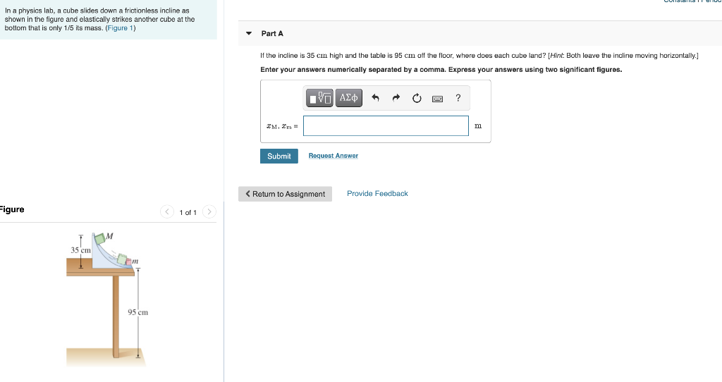 Solved In a physics lab, a cube slides down a frictionless | Chegg.com