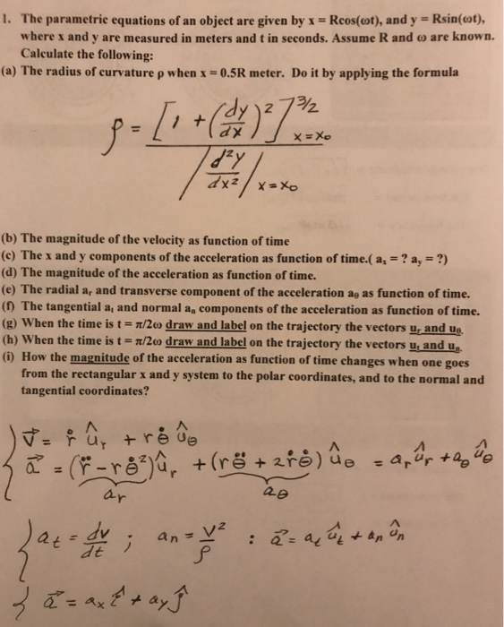 Solved The parametric equations of an object are given by x | Chegg.com