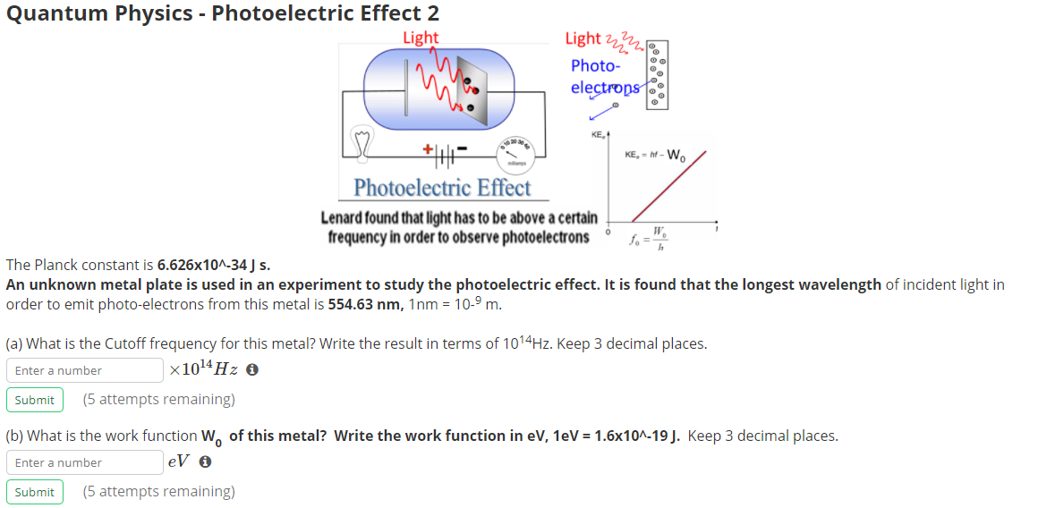 Solved Quantum Physics - Photoelectric Effect 2 Light | Chegg.com