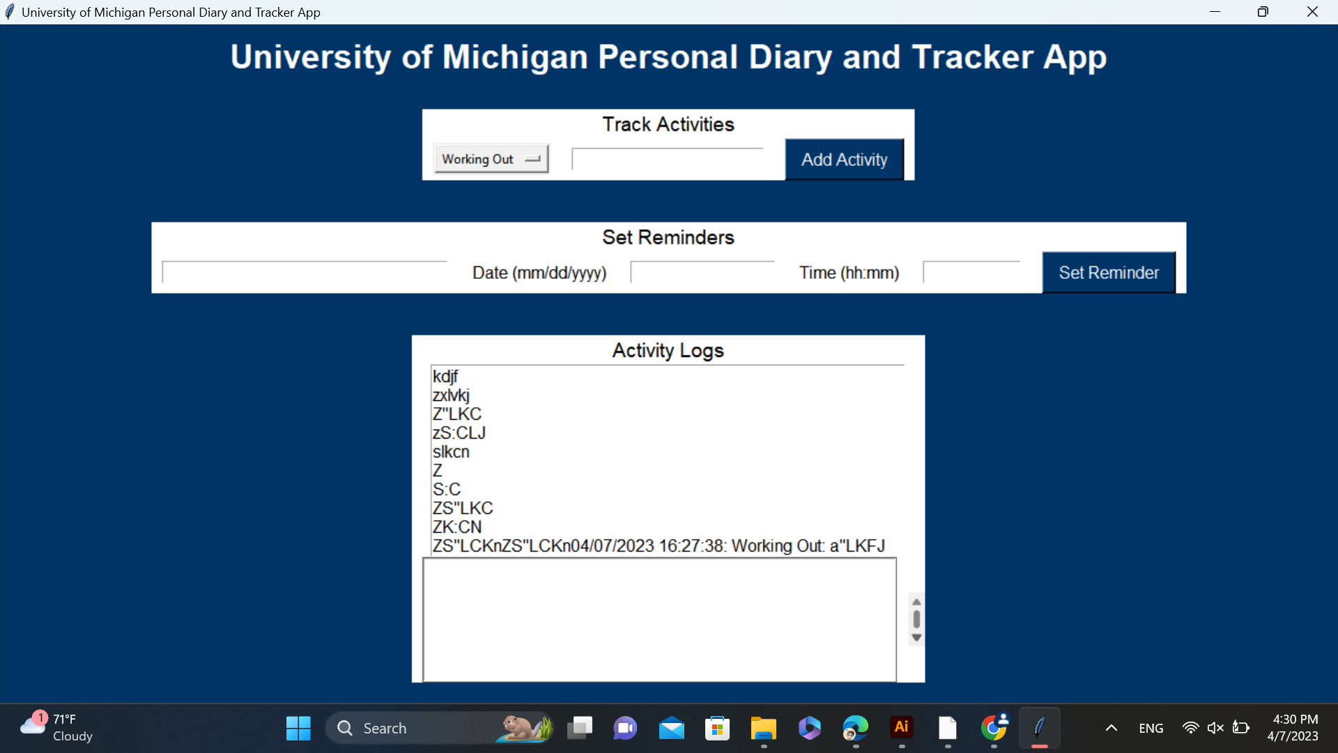 Solved Gui Using Python That Acts Like A Personal Planner