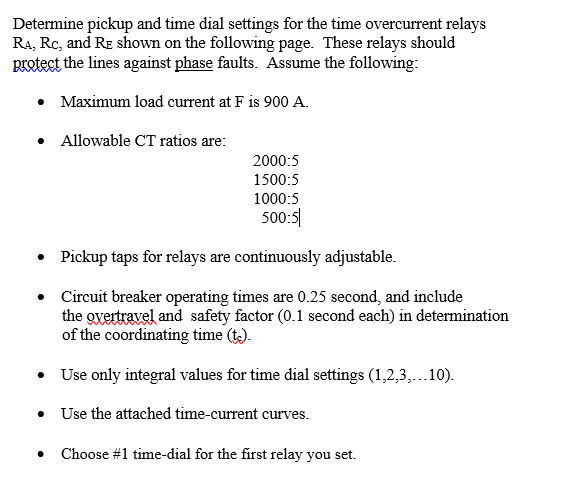 Solved Determine pickup and time dial settings for the time | Chegg.com