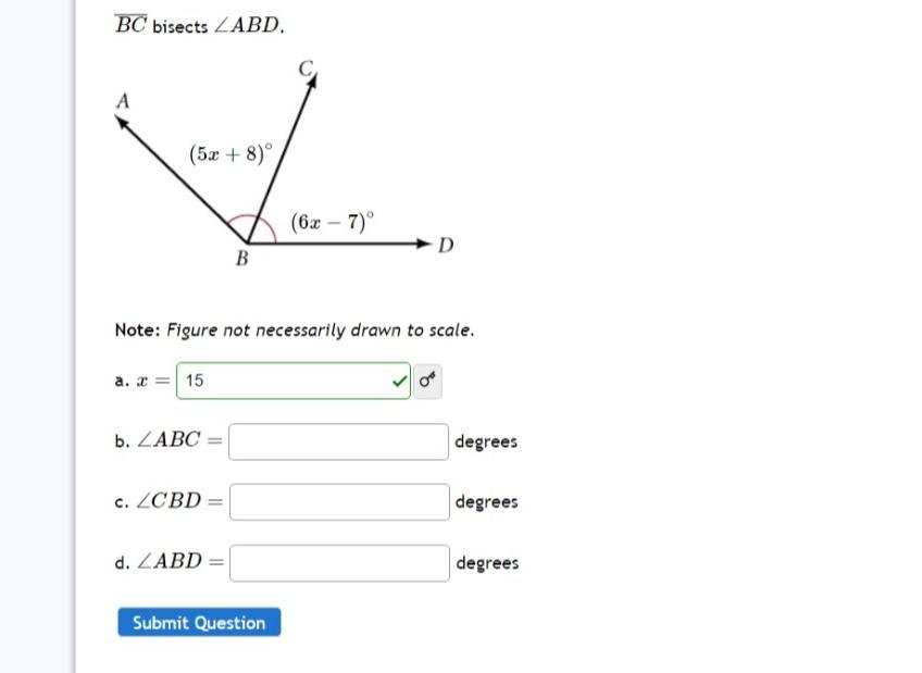 Solved BC bisects ∠ABD. | Chegg.com