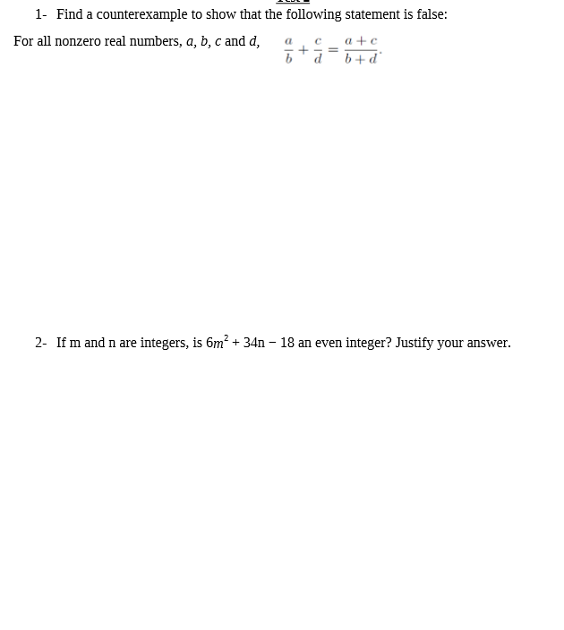 Solved 1- Find a counterexample to show that the following | Chegg.com