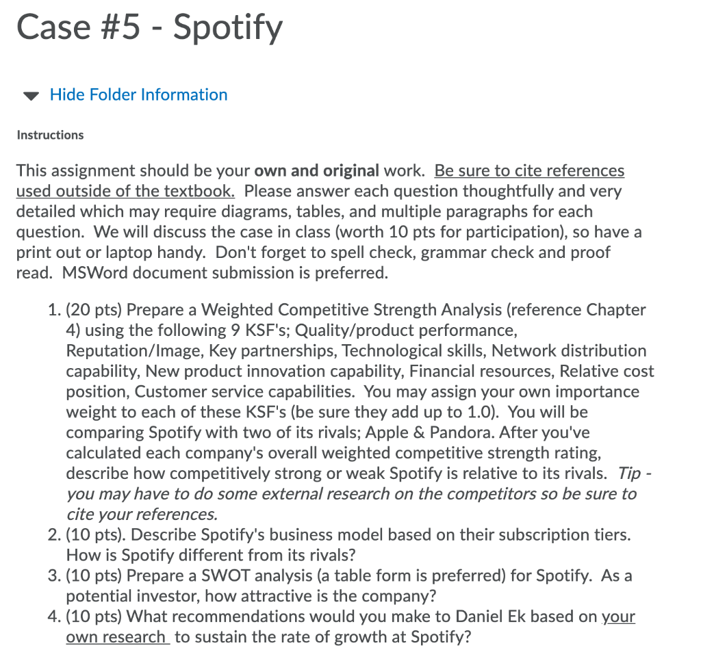 Solved Case #5 - Spotify Hide Folder Information | Chegg.com