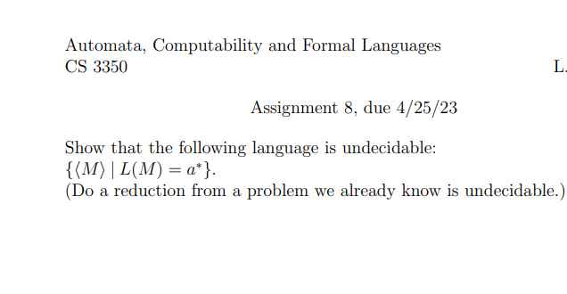 Solved Automata, Computability and Formal Languages CS3350 | Chegg.com Solved Automata, Computability and Formal Languages CS3350 | Chegg.com