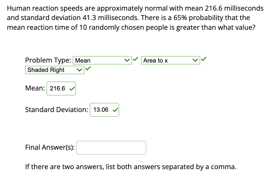 Solved Human reaction speeds are approximately normal with | Chegg.com