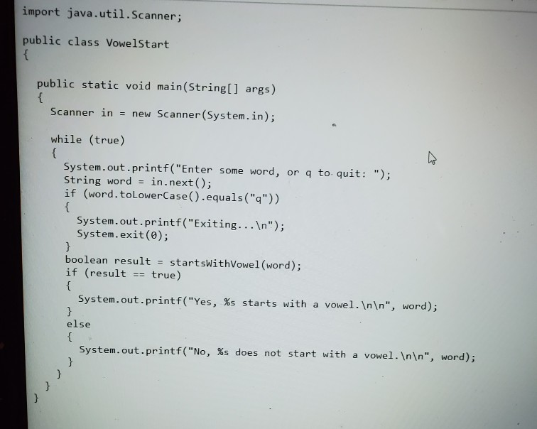Solved File Vowelstart Java Contains An Incomplete Program