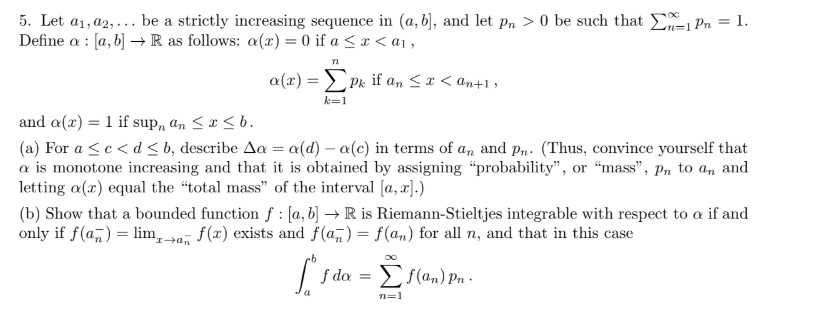 Solved 5. Let a1, 02, ... be a strictly increasing sequence | Chegg.com