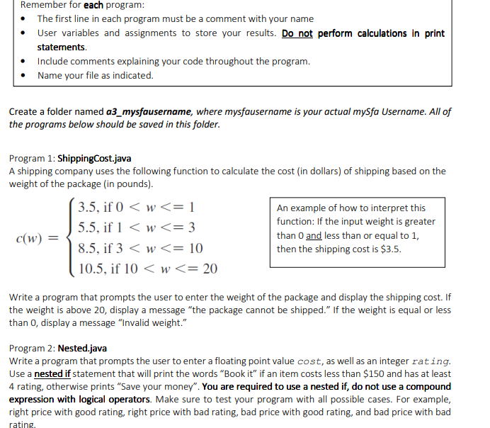 Solved Remember for each program: • The first line in each | Chegg.com