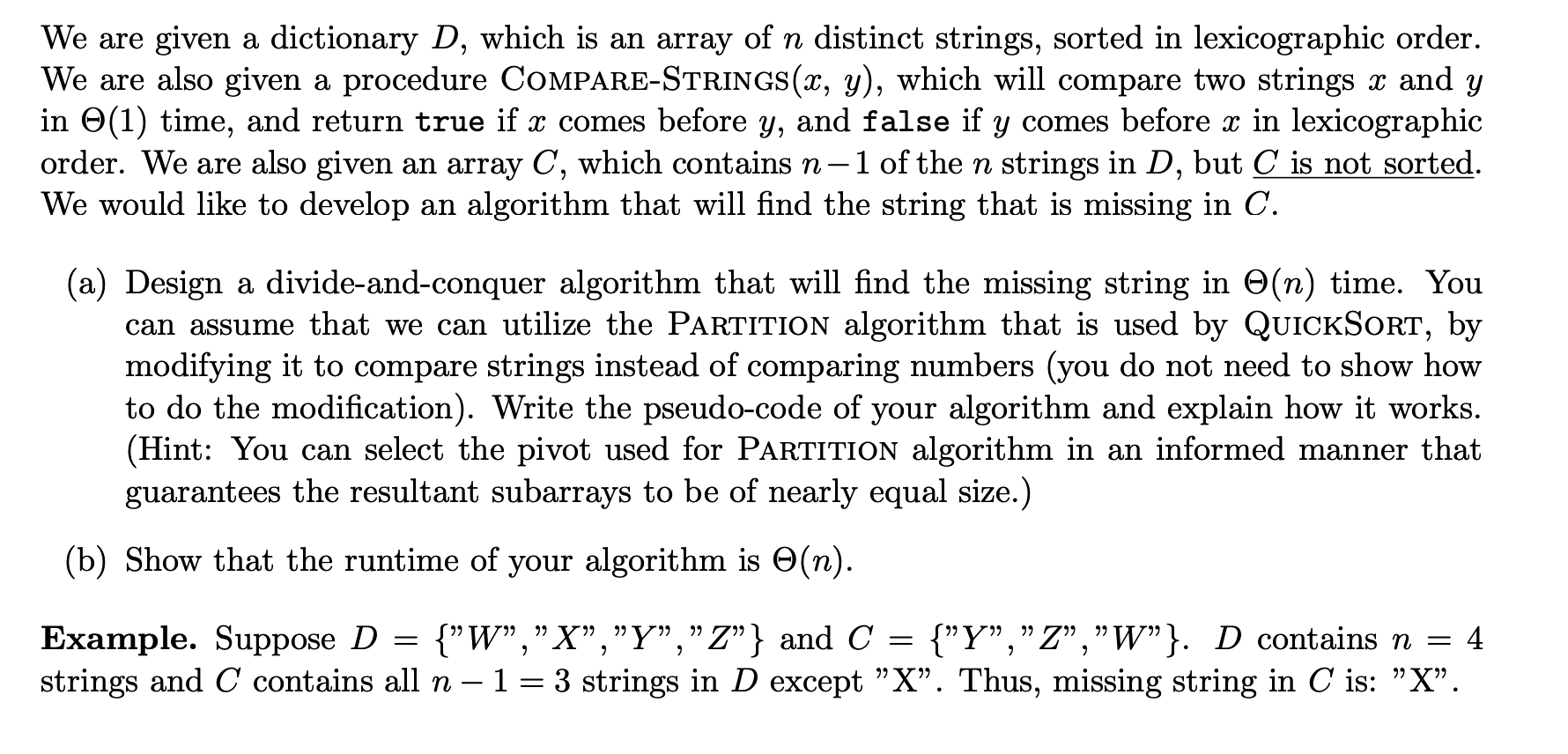We are given a dictionary D, which is an array of n | Chegg.com