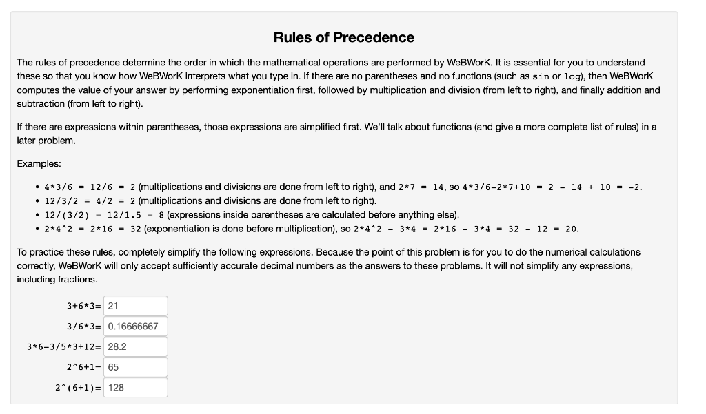 Solved Rules of Precedence The rules of precedence determine | Chegg.com