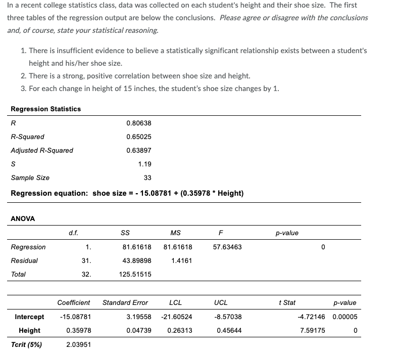 Solved In a recent college statistics class, data was | Chegg.com