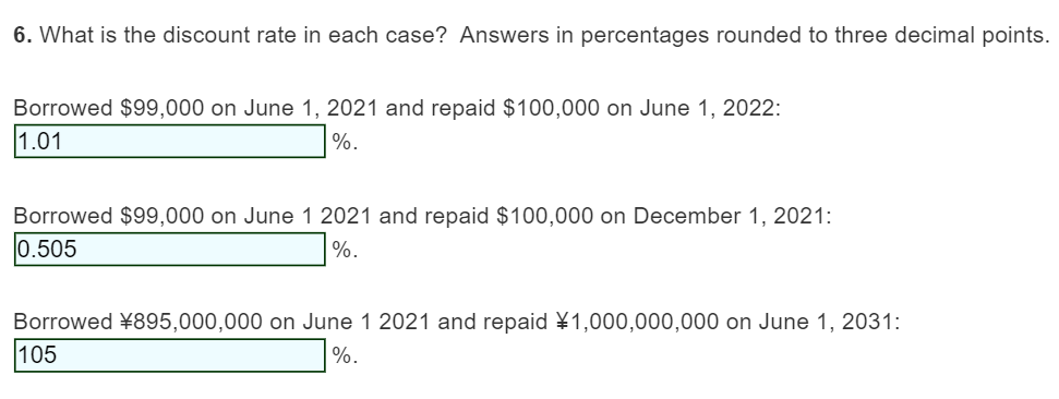 Solved 6. What is the discount rate in each case? Answers in | Chegg.com