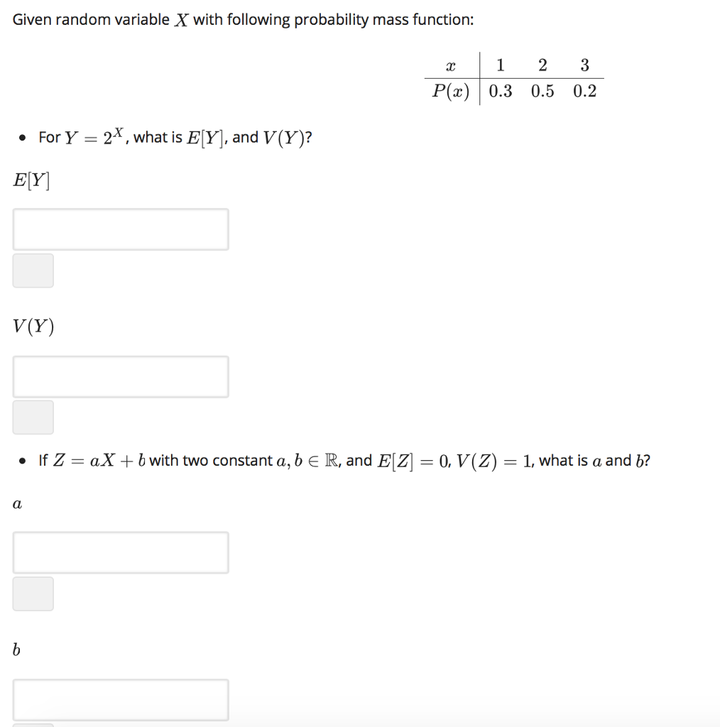 Solved Given random variable X with following probability | Chegg.com